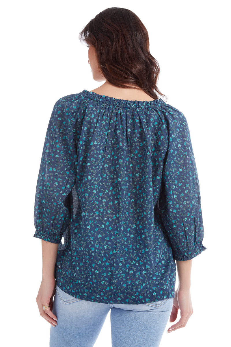 Lala Top Dark Blue/Olive/Turquoise (Dark Blue Ground) – The Coast Brand